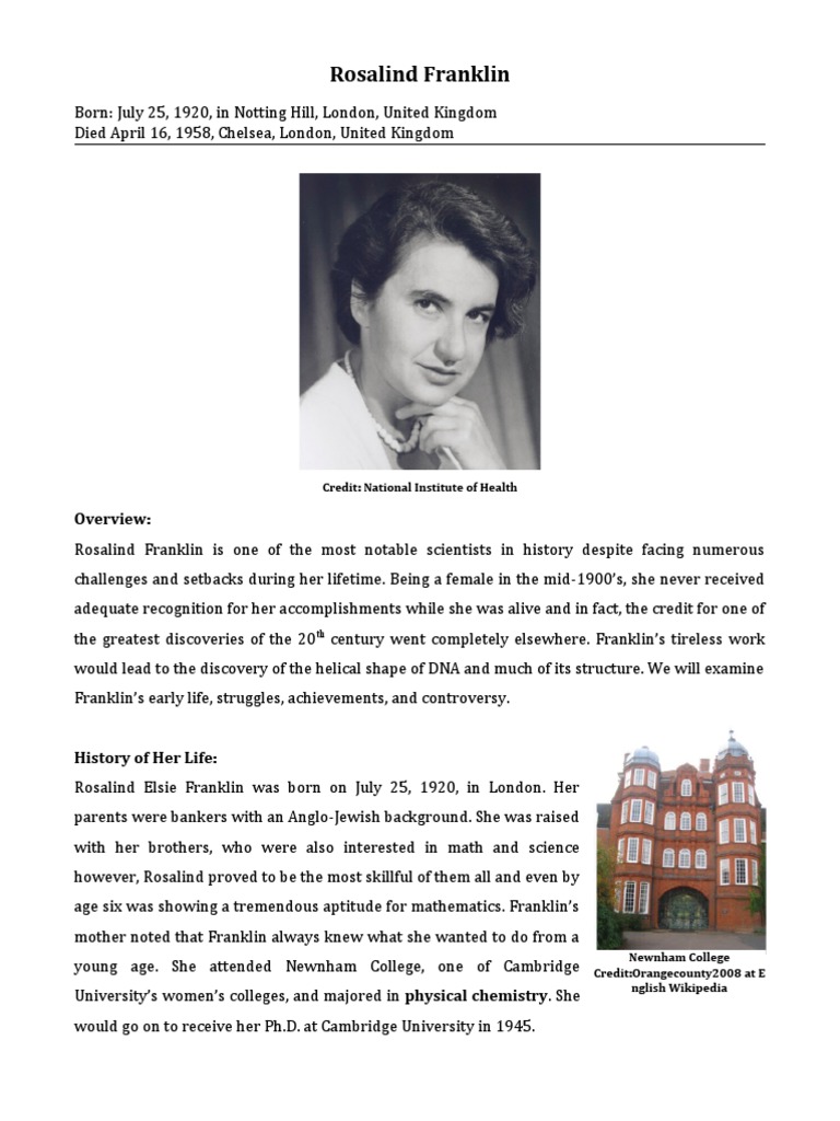 Rosalind Franklin: DNA Pioneer | PDF | James Watson | Francis Crick