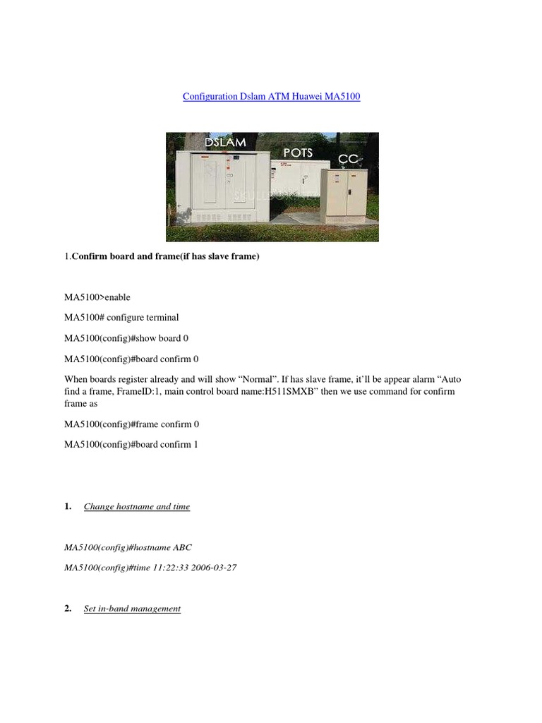 Configuration Dslam Atm Huawei Ma5100 - Compress | PDF | Internet ...