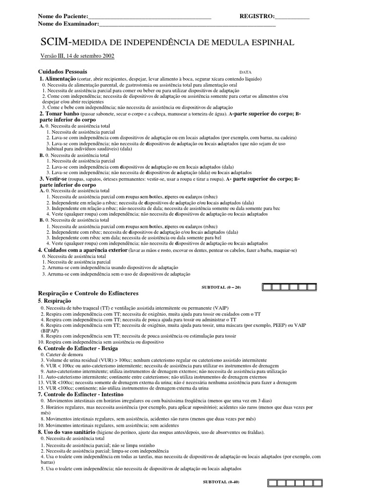 Versao Traduzida Da SCIM III Final SCIM III Marcelo Riberto | PDF | Banheiro | Cadeira de Rodas