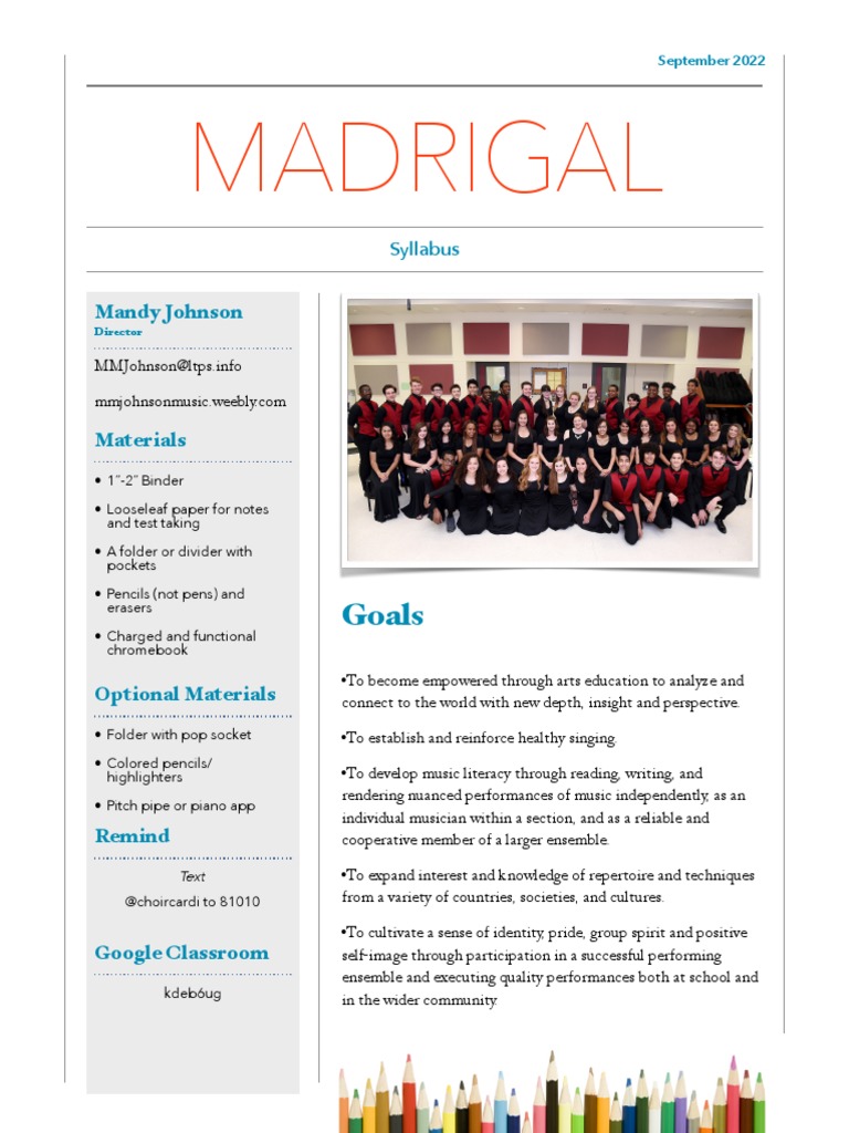 Syllabus-Lhs Madrigal 2022 | PDF | Choir