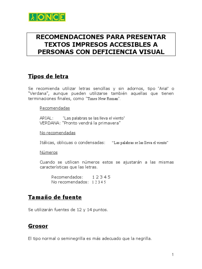 ONCE SS-AP Recomendaciones Textos Impresos | PDF | Color | Papel