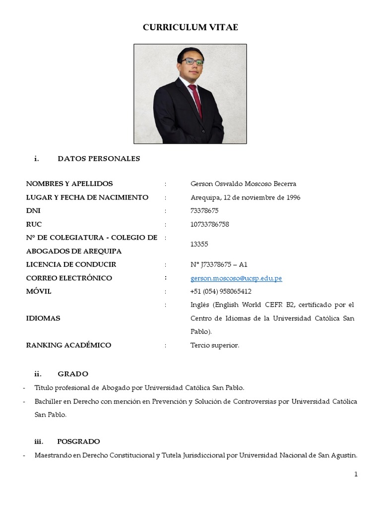 CV de Gerson Moscoso Becerra | PDF | Justicia | Crimen y violencia