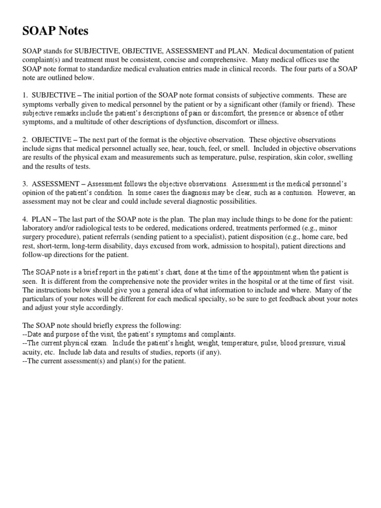 Soap Notes | PDF | Physical Examination | Medical Diagnosis
