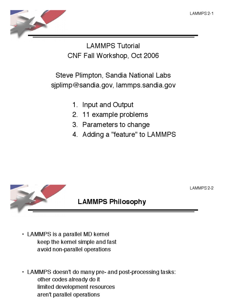 Lammps Tutorial Oct06 | PDF | Materials Science | Physical Sciences