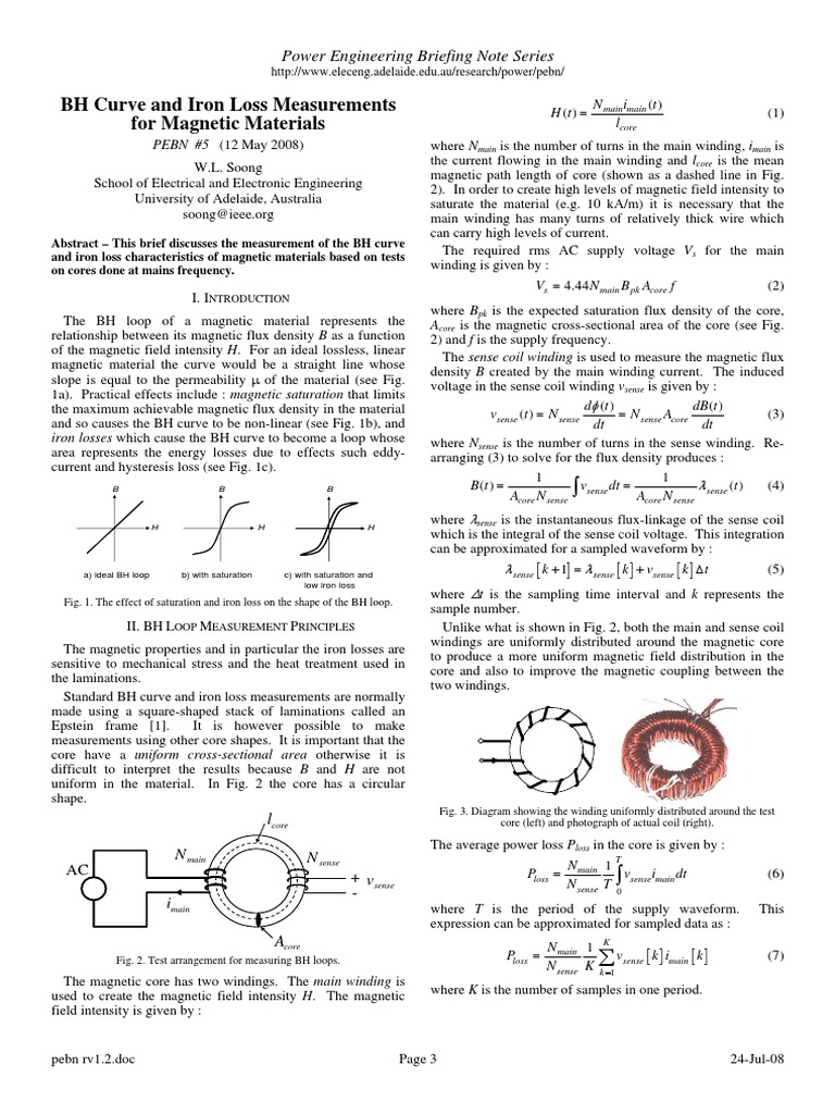 BH Curve & Iron Loss Testing Guide | PDF | Inductor | Magnetic Field