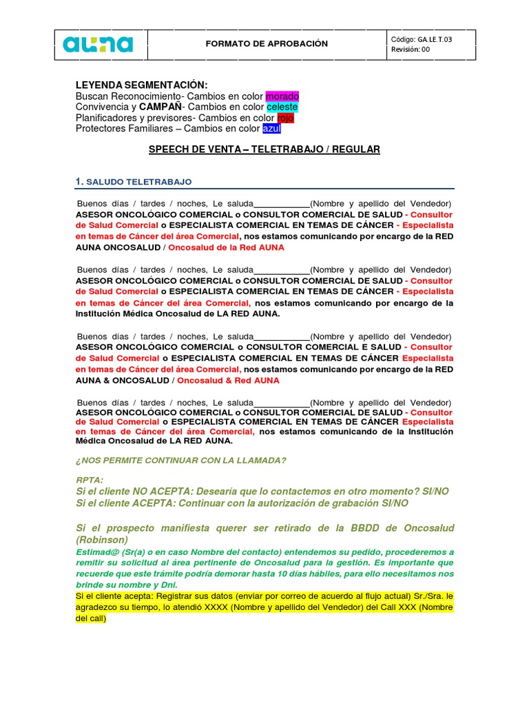 Speech Regular V11 Campaña Onco Pro - Plus + Accidental - Agosto | PDF ...