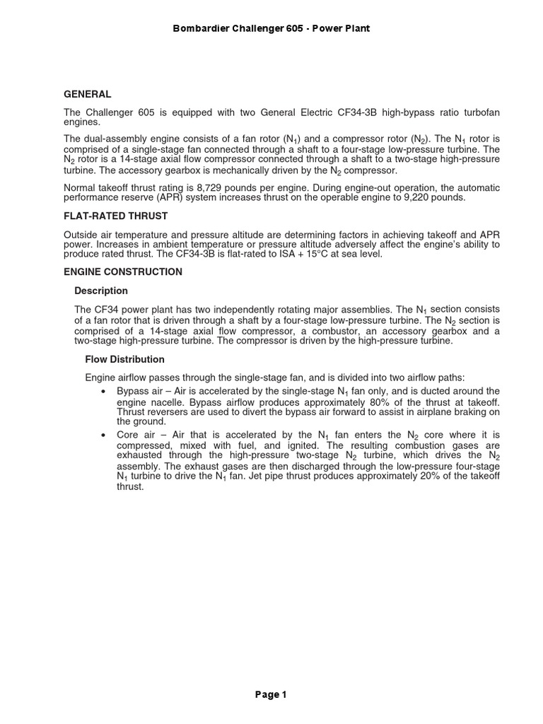 Cl605 Power Plant | PDF | Engines | Vehicles