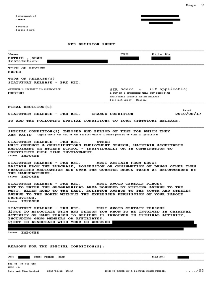 Sean Petrie Court Documents | PDF | Crimes | Crime & Violence