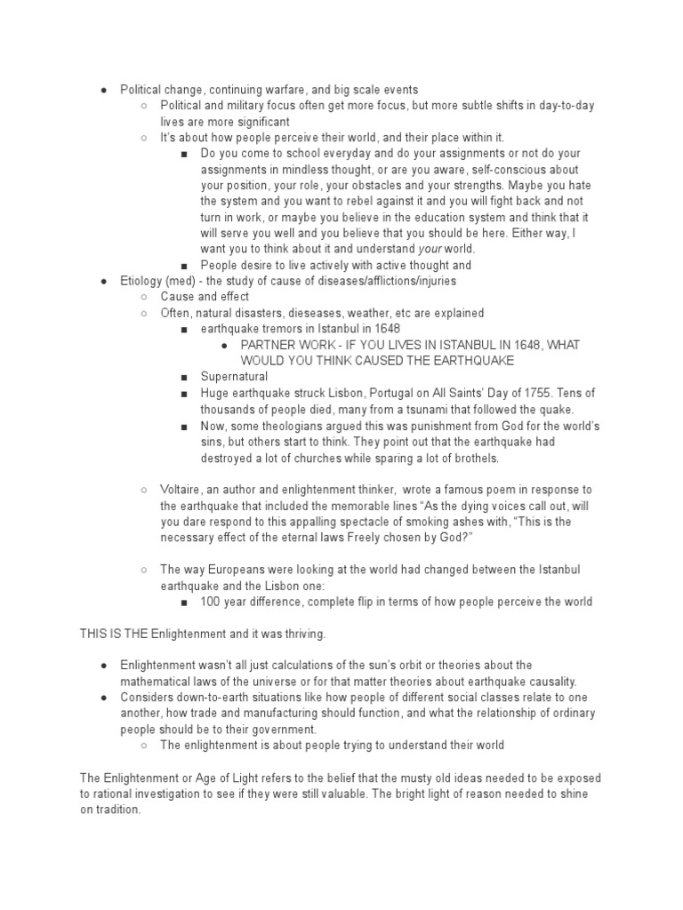 CC Enlightenment Notes - Google Docs | PDF | Age Of Enlightenment | Slavery