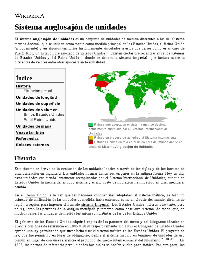 Sistema Anglosajón de Unidades | PDF | Metrología | Unidades de medida