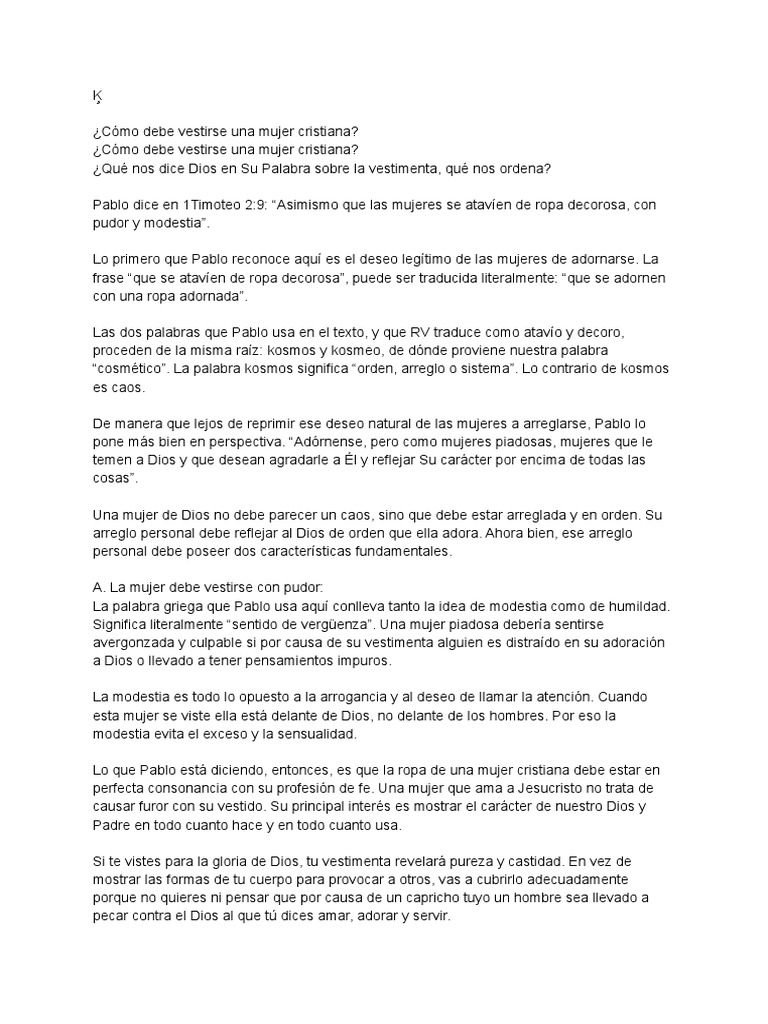 Pudor y Modestia | PDF | Ropa | Dios