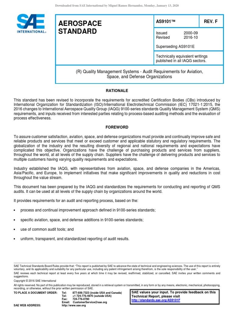 AS9101F | PDF | Quality Management System | Audit