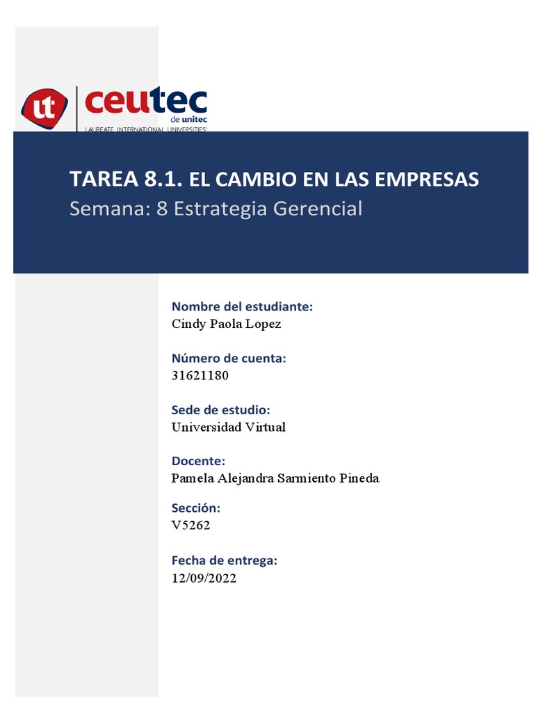 Tarea Semana 8.1 Cambio en Las Empresas Cindy Lopez | PDF | Netflix | Business