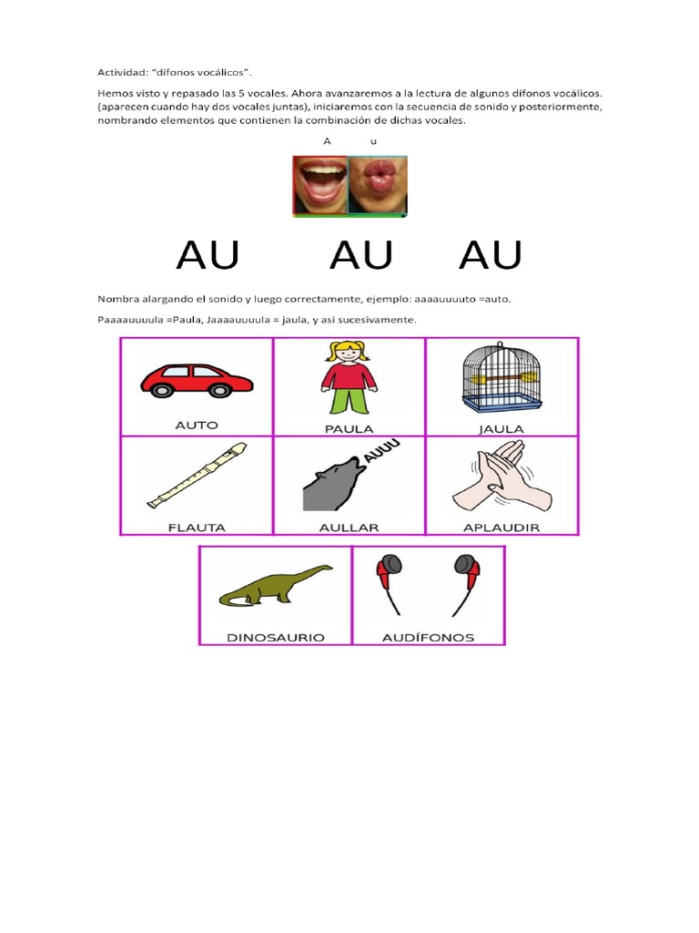 AU AU AU. Actividad_ dífonos vocálicos. - PDF Free Download | PDF