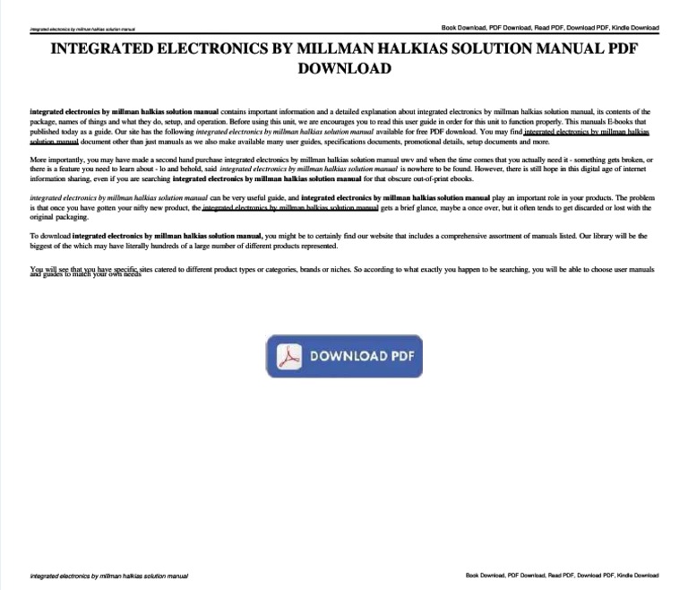 Integrated Electronics by Millman Halkias Solution Manual - Compress | PDF