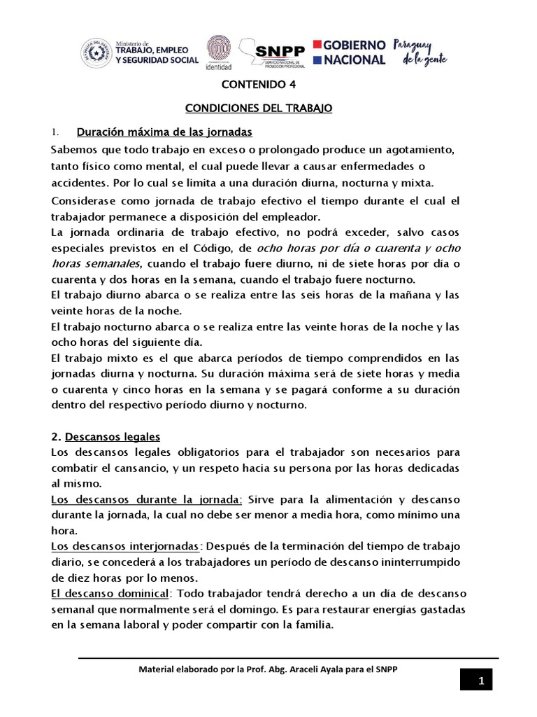4 - Condiciones de Trabajo | PDF | Salario | Tiempo de trabajo