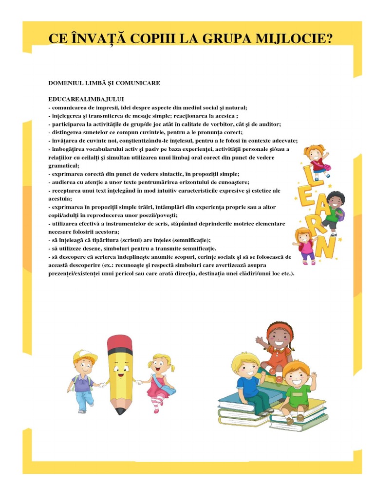 Ce Invata Copiii La Grupa Mijlocie | PDF