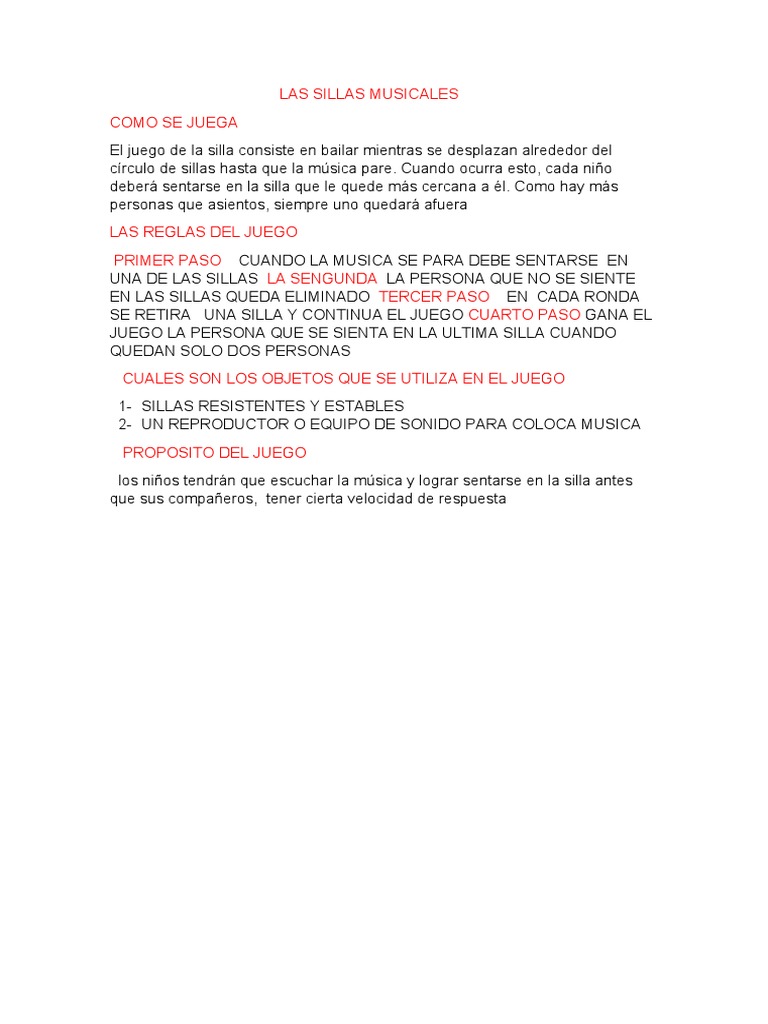 Las Sillas Musicales | PDF