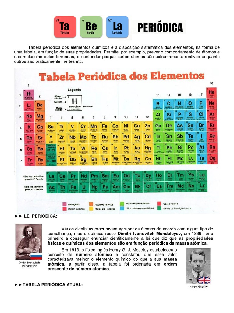 TABELA PERIÓDICA - 101 Anos | Download grátis PDF | Tabela periódica ...