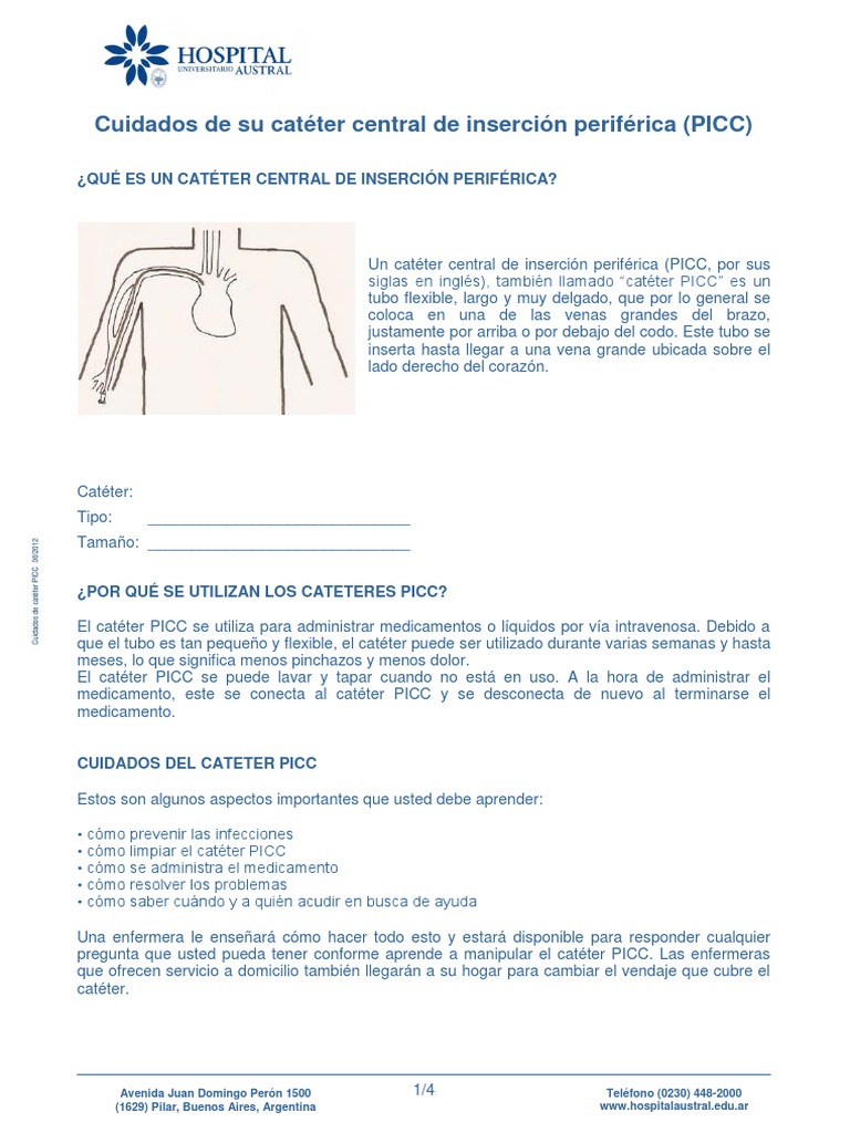 Cuidados PICC guía completa | PDF | Terapia intravenosa | Medicina
