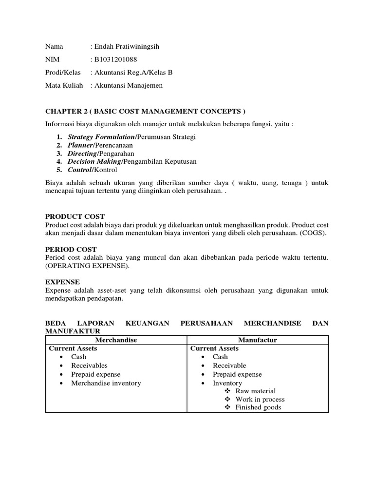 Basic Cost Management Concepts | PDF