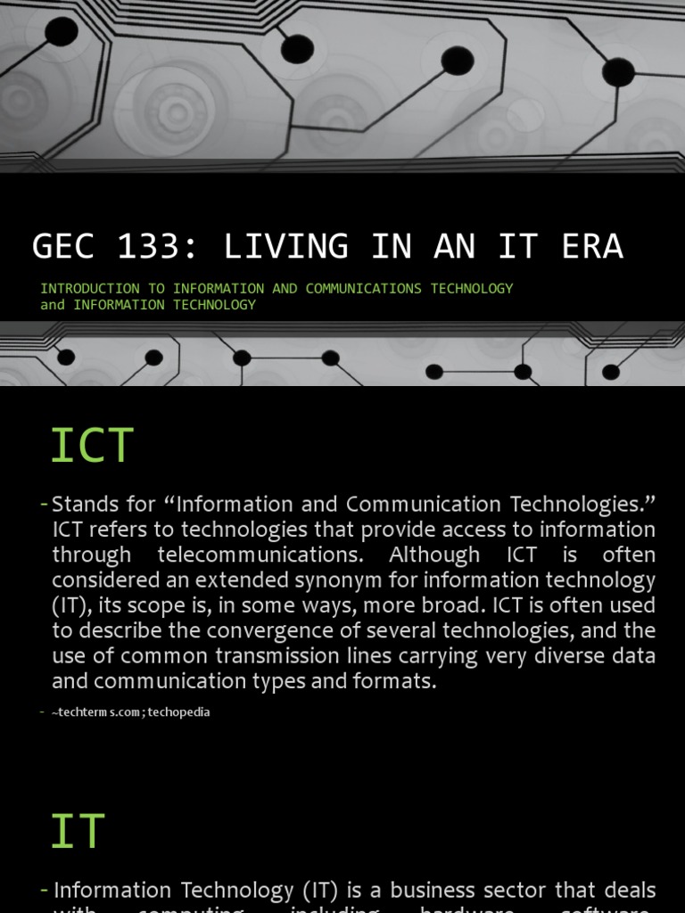 GEC 133 Module 1 - Intro To ICT | PDF | Information Technology ...