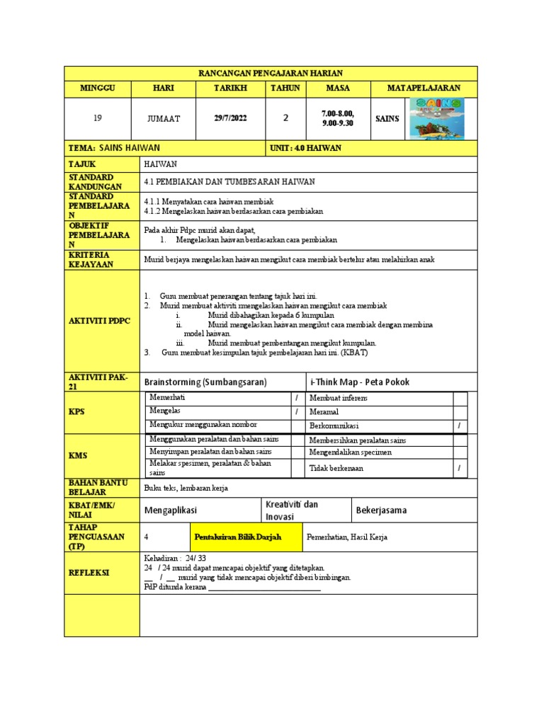 Contoh RPH Sains | PDF