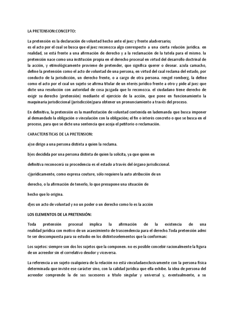 Conceptos y Tipos de Pretensión | PDF | Jurisdicción | Demanda judicial