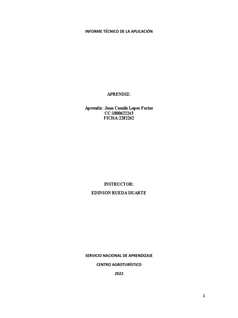 INFORME TÉCNICO DE LA APLICACIÓN solucionado | PDF | Mi sql | Servidor HTTP Apache