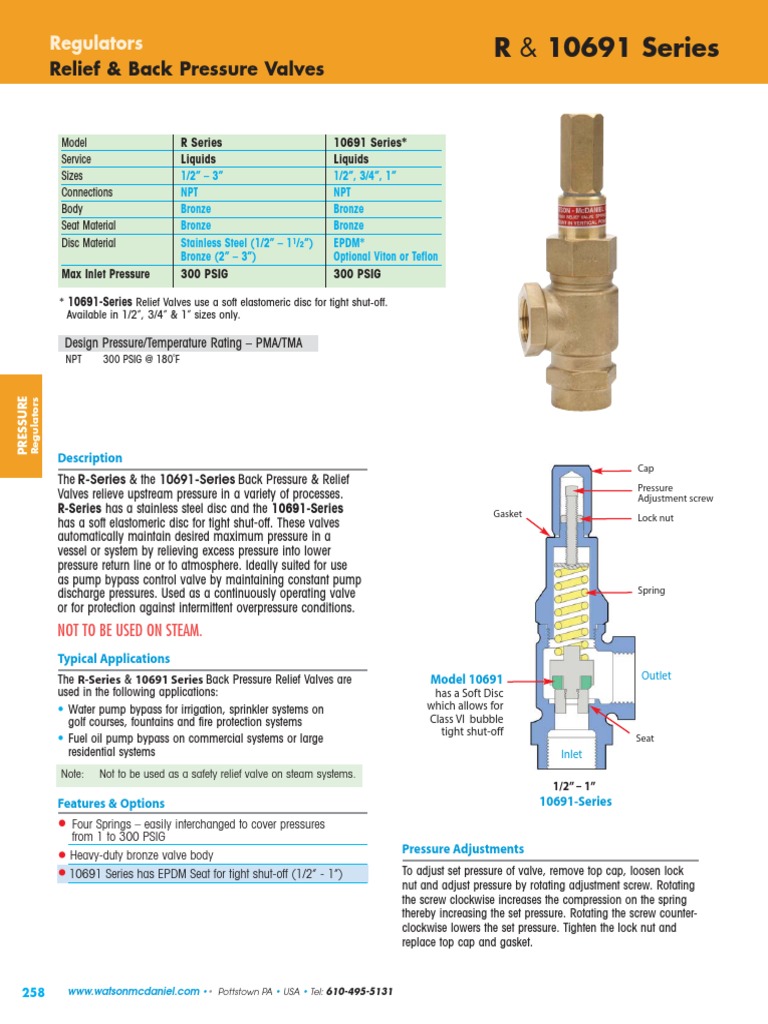 R Series 10691 Series BackPressureReliefValve | PDF | Pump | Valve