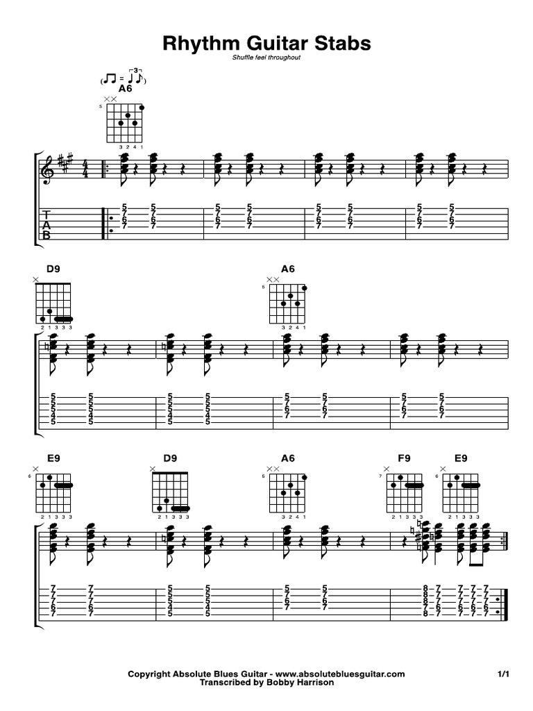 Blues Rhythm Guitar Stabs | PDF Blues Rhythm Guitar Stabs | PDF