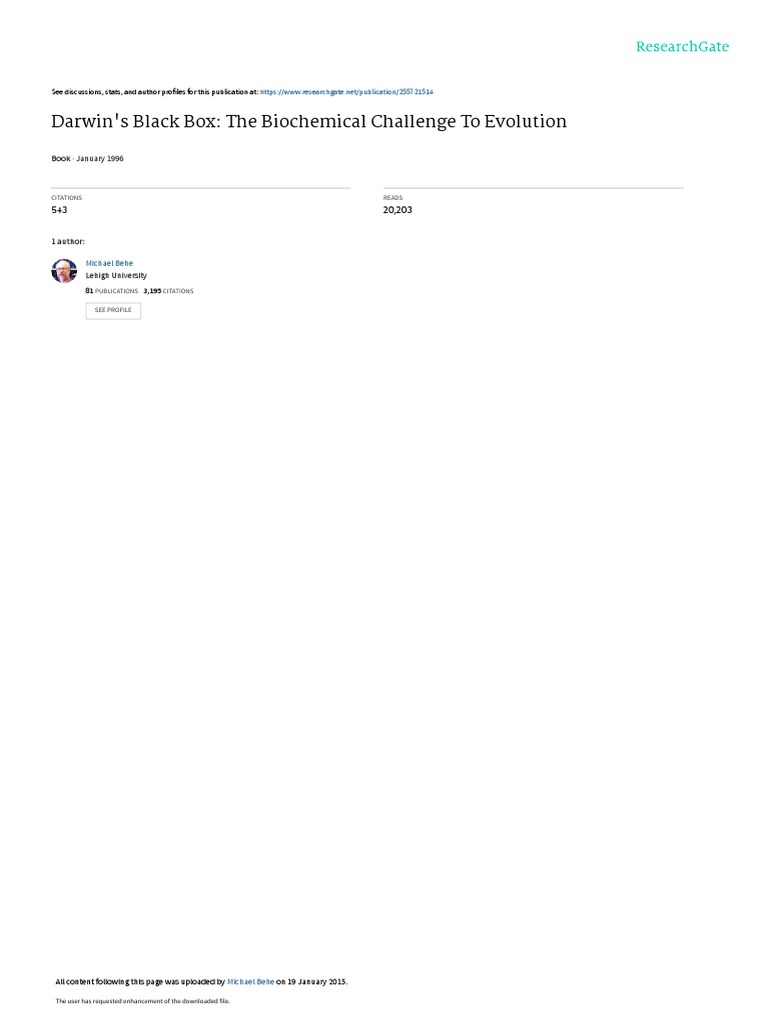 Darwins Black Box The Biochemical Challenge To Ev | PDF | Intelligent ...