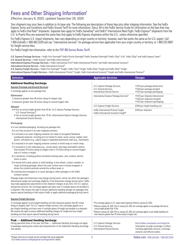 FedEx Shipping Fees Overview | PDF | Cargo | Fed Ex