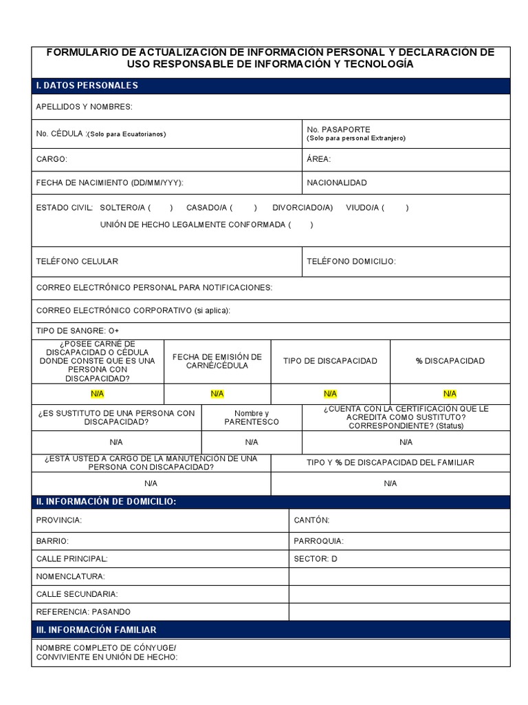 JW-formulario Actualización Información Personal | PDF