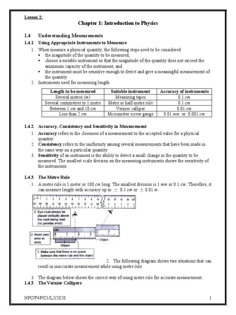 Chapter 1 Lesson 2 | PDF | Measurement | Metrology