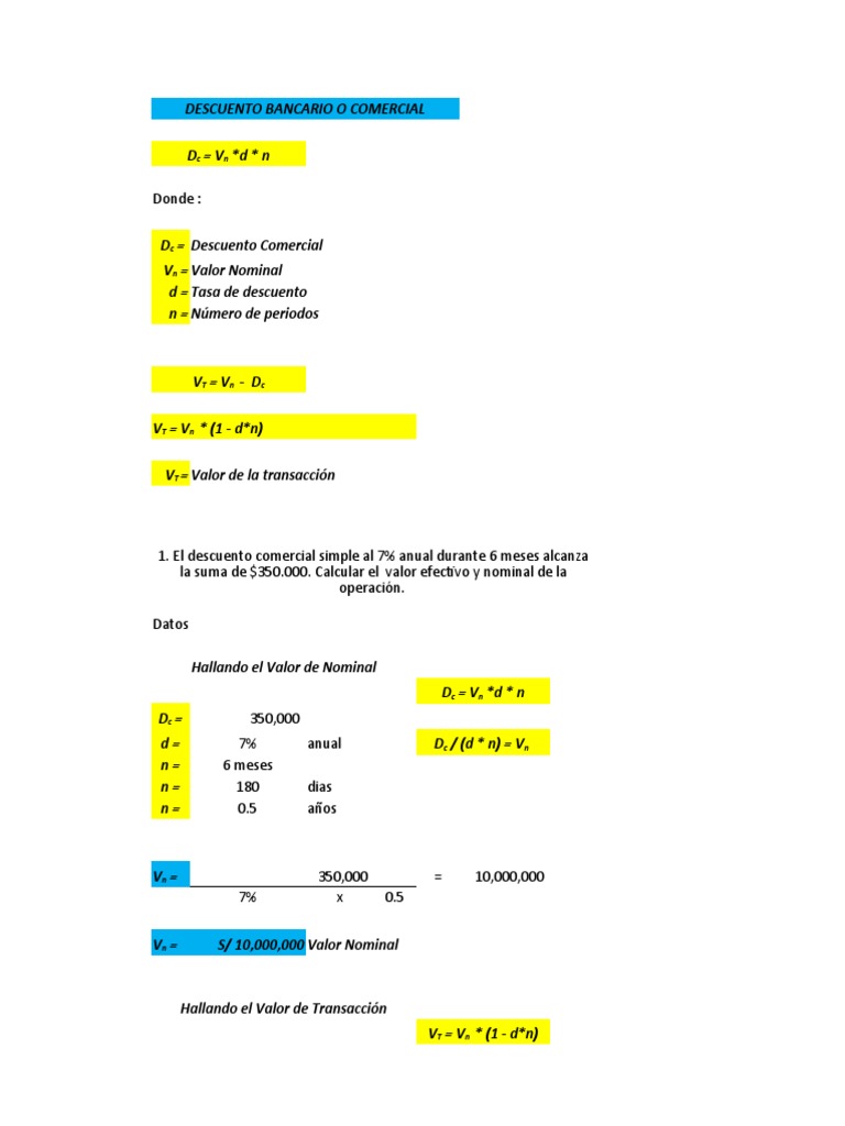 S03.s1 - Descuento Simple (Ejercicios) | PDF | Servicios financieros
