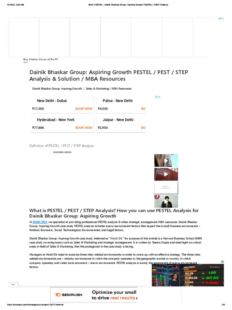 MBA PESTEL - Dainik Bhaskar Group - Aspiring Growth PESTEL - PEST Analysis | PDF | Economic ...