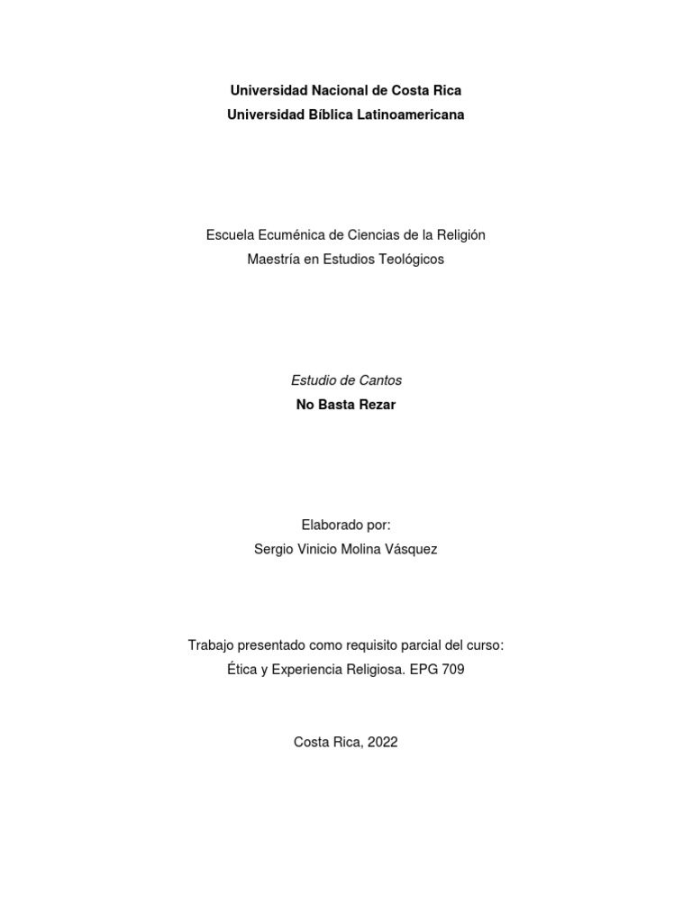 Análisis de "No Basta Rezar" | PDF