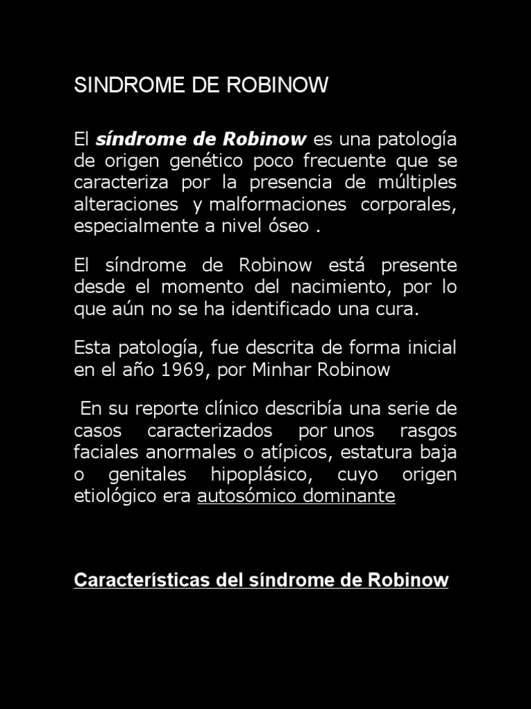 Sindrome de Robinow | PDF | Síndrome | Hueso