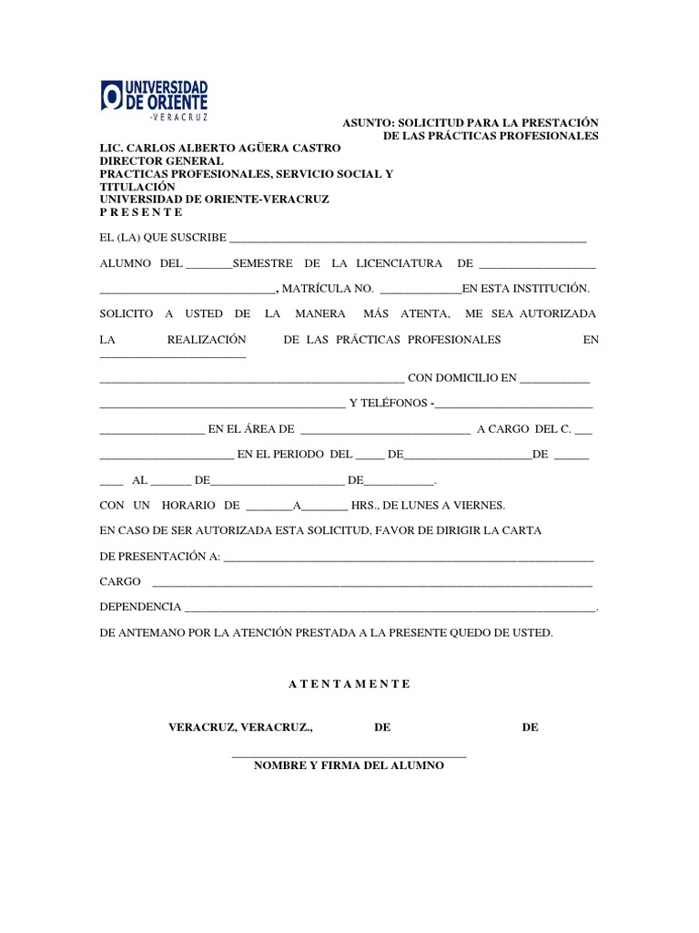 Formato De Practicas Profesionales Pdf
