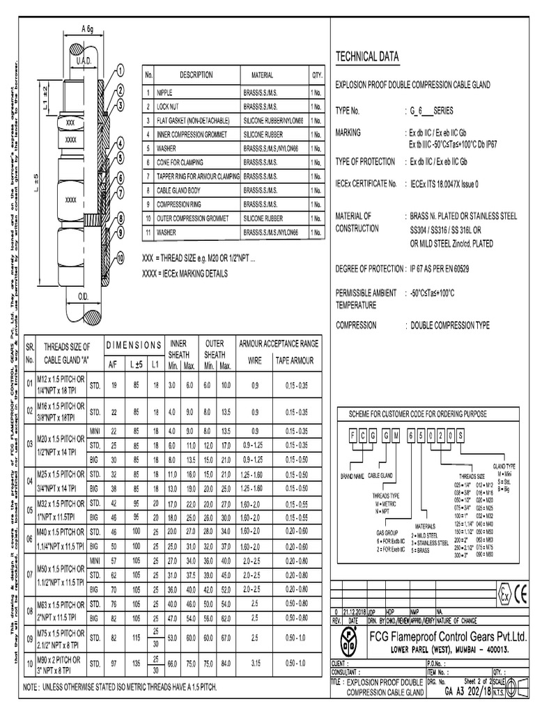 Cable Gland Iecex - G 6... Series Catalogue | PDF