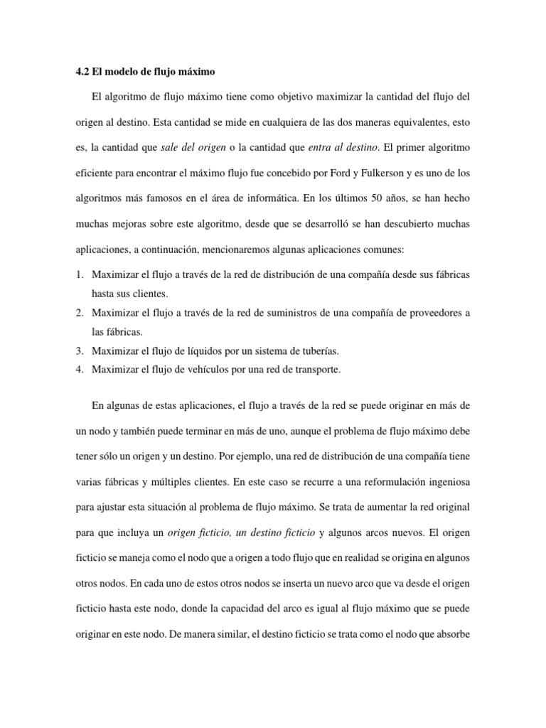 4.2 El Modelo de Flujo Maximo | PDF | Algoritmos | Programación lineal