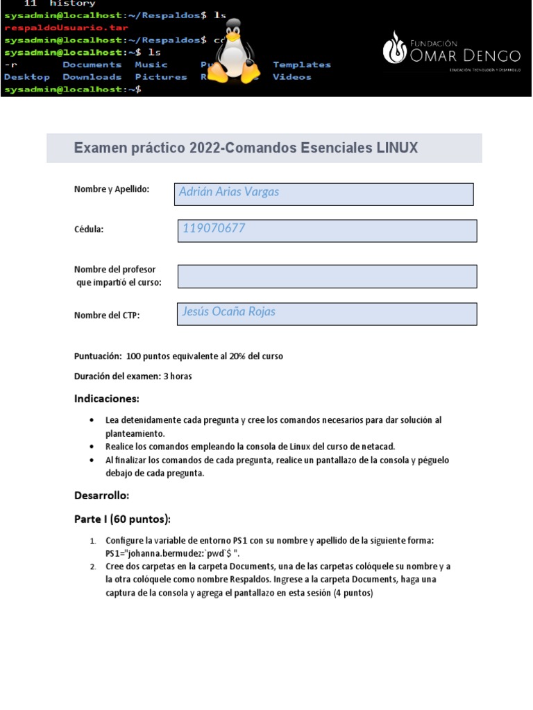 Examen Práctico Linux Essential 2022 | PDF | Archivo de computadora ...