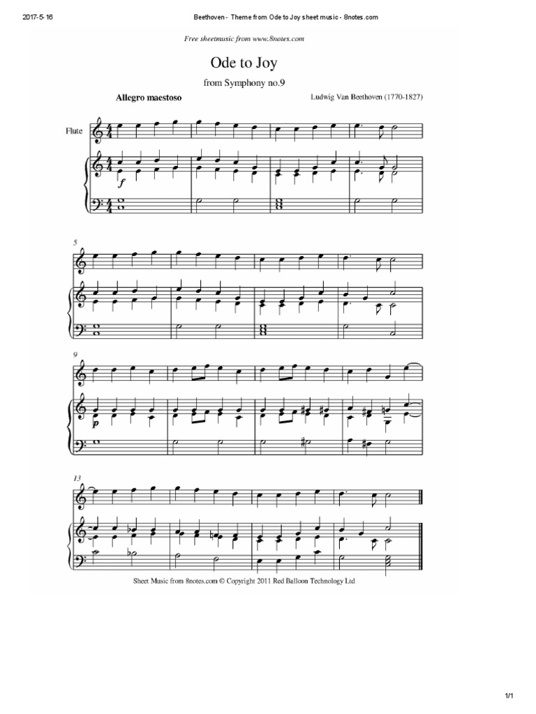 Beethoven - Theme From Ode To Joy | PDF