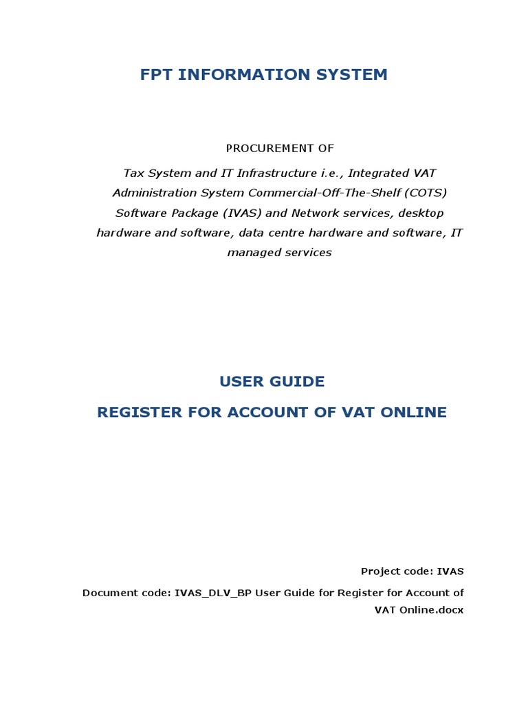 IVAS - DLV - BP User Guide For Register For Account of VAT Online | PDF | Password | User ...