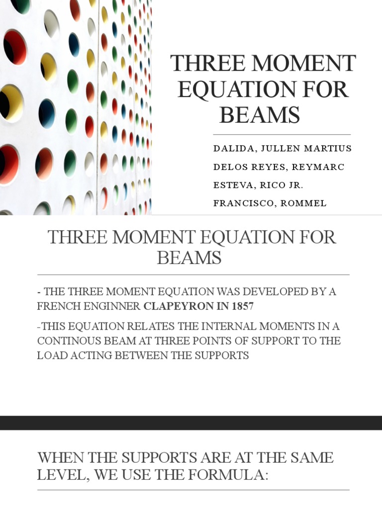 Three Moment Equation for Beams | PDF | Bending | Beam (Structure)