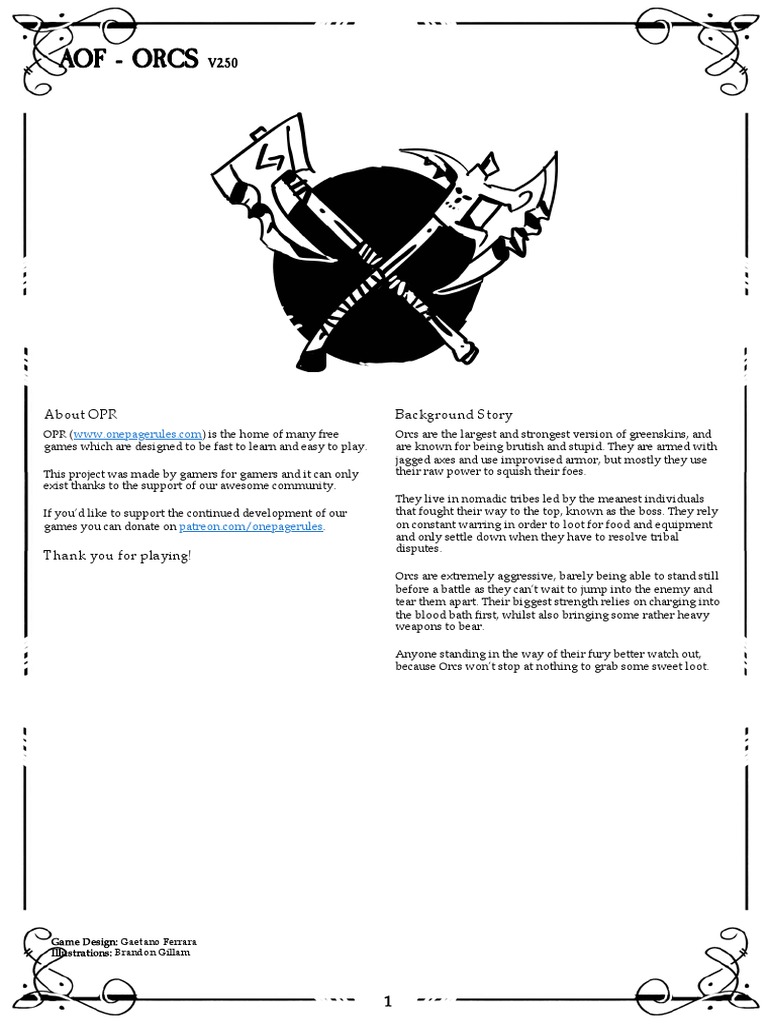 AOF - Orcs v2.50 | PDF | Spear