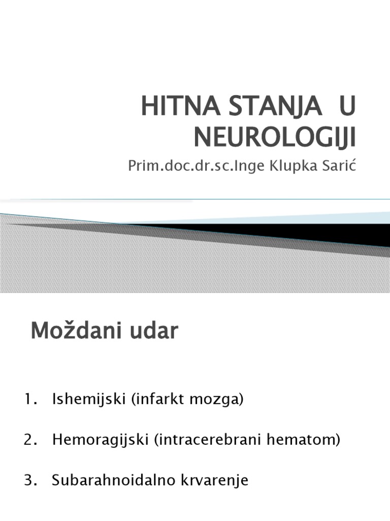 Hitna Stanja U Neurologiji | PDF