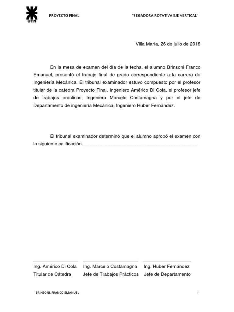 Segadora Rotativa de Eje Vertical - Brinsoni | PDF | Tractor | Engranaje