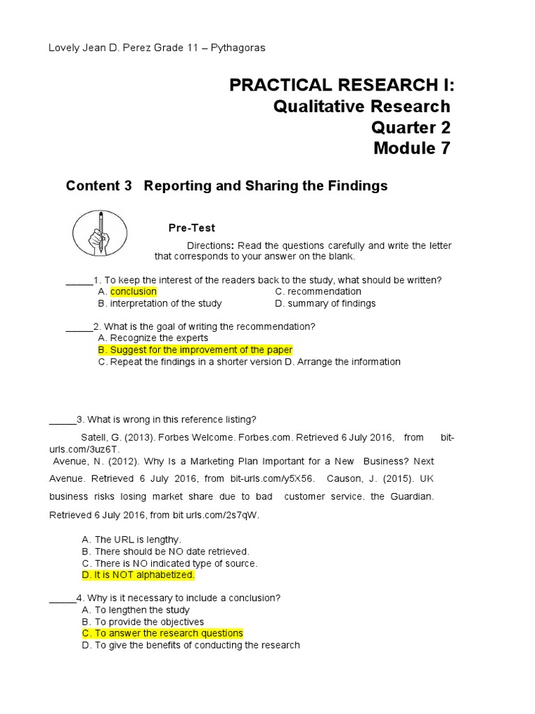 Practical Research 1 q2 Module 6 | PDF | Data Analysis | Science